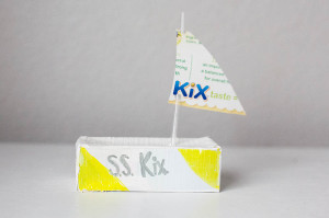 Recycled Juice Box Boats · Kix Cereal