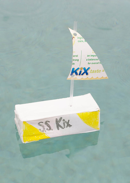 Recycled Juice Box Boats · Kix Cereal