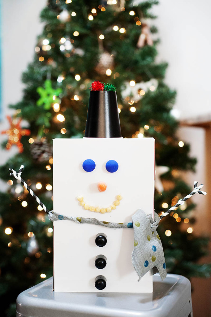 Recycled Cereal Box Snowman · Kix Cereal